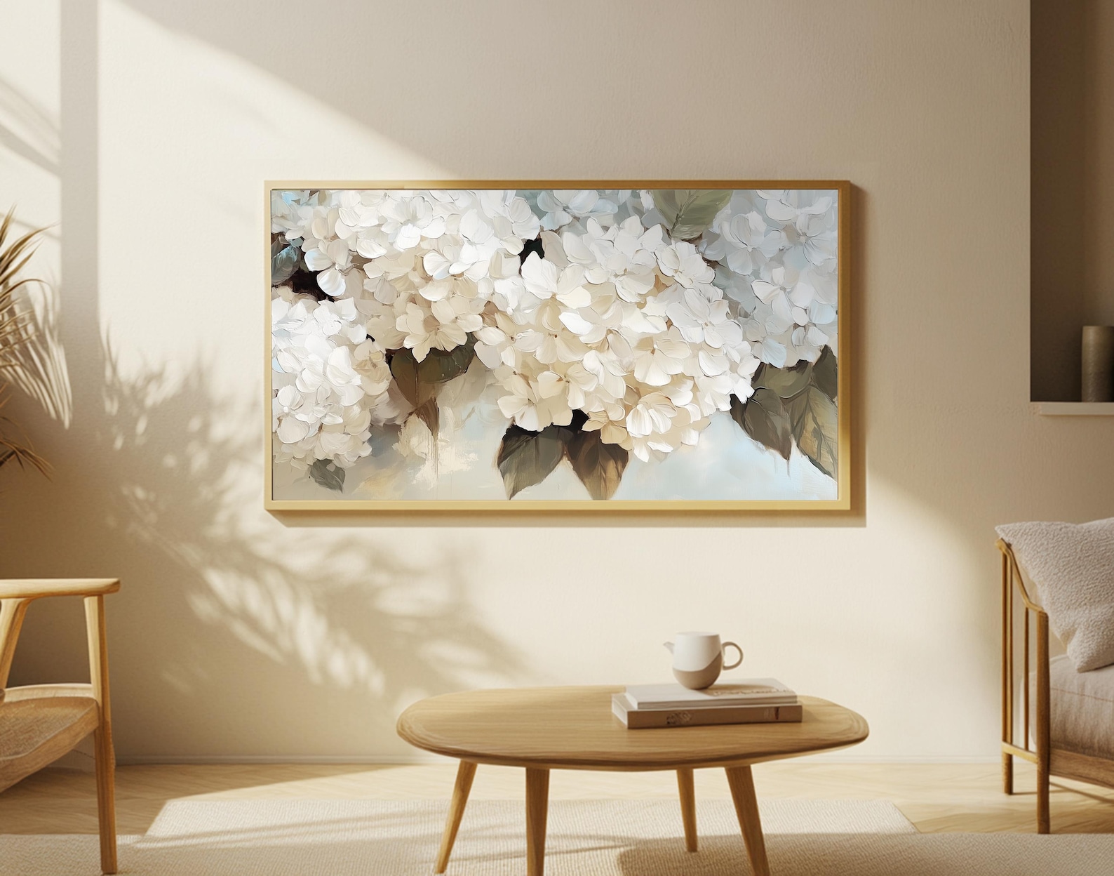 Hydrangea Flower Frame TV Art, Vintage White Flower Frame TV Art ...