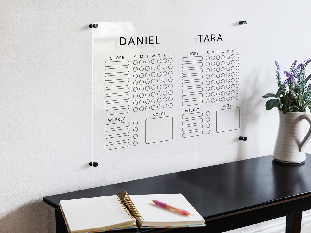 Modern Kid's Chore Chart, Acrylic Chore Chart, Personalized Chore Chart ...