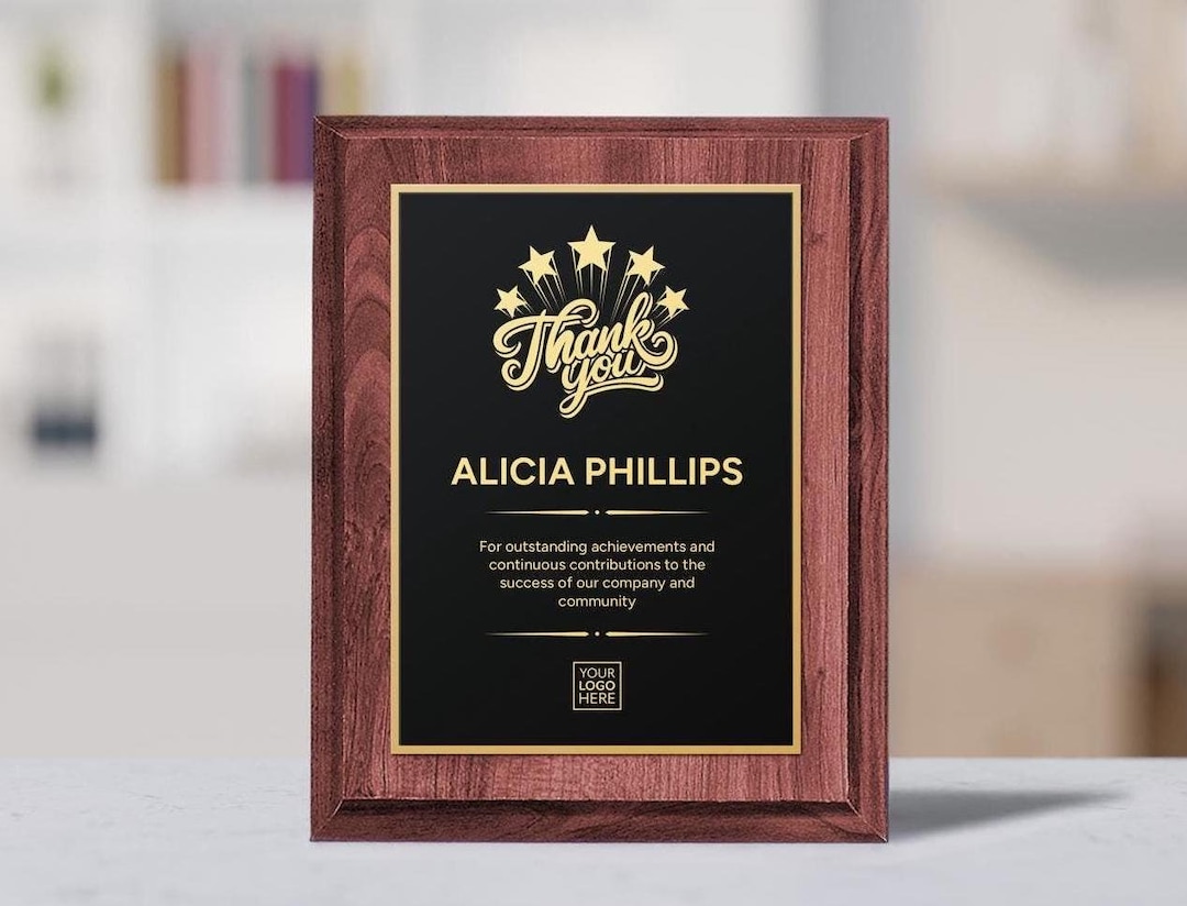 Personalized Corporate Award Plaque, Employee Recognition Award, Wood ...