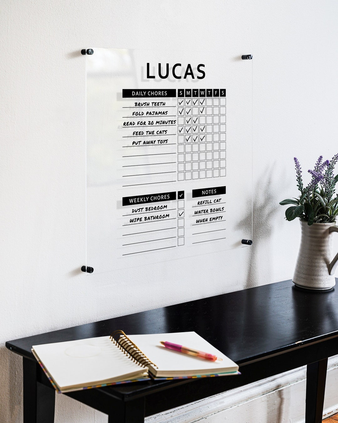 Personalized Chore Chart for Children, Kid's Chore Chart, Acrylic Chore ...