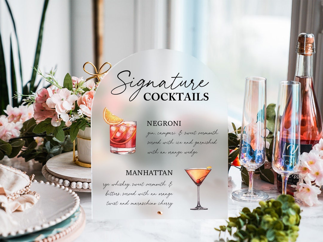 Signature Cocktails Bar Menu, Wedding Bar Menu, Wedding Bar Sign ...