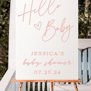 Personalized Baby Shower Sign, Hello Baby Welcome Sign, Baby Girl Baby ...
