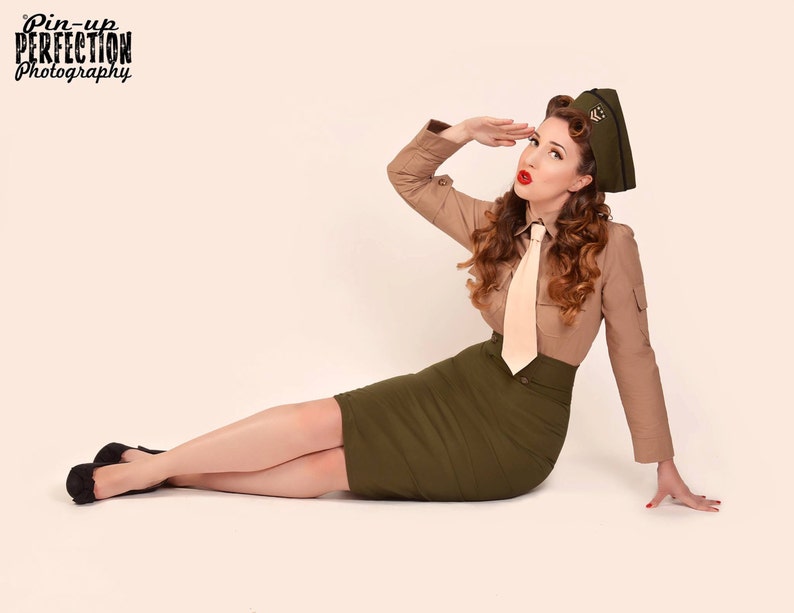 Pinup Military Suit Pin up Army Outfit High Waist Skirt Shirt - Etsy Pinup Military Suit Pin up Army Outfit High Waist Skirt Shirt - Etsy