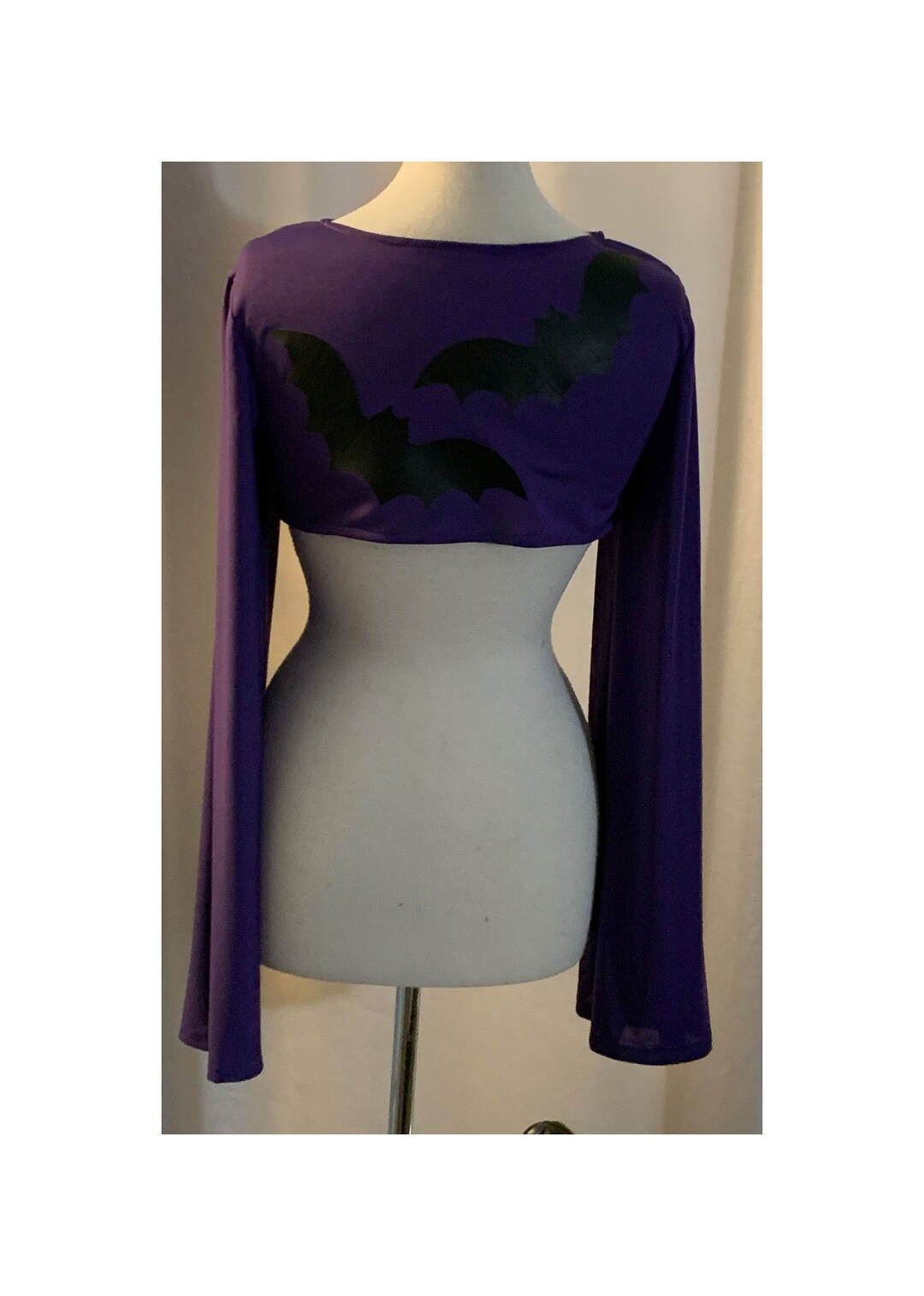 Goth Bat Shrug Purple Black Gothic Whimsigoth Long Flared Bell Sleeves ...