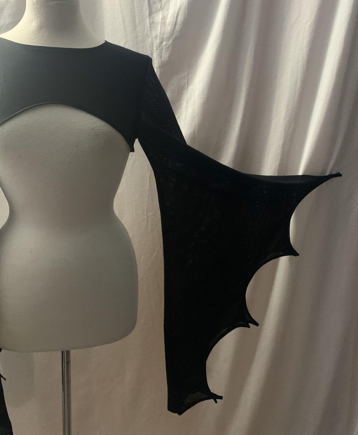 Goth Bat Shrug Black Bolero Huge Flared Scalloped Bell Sleeves ...