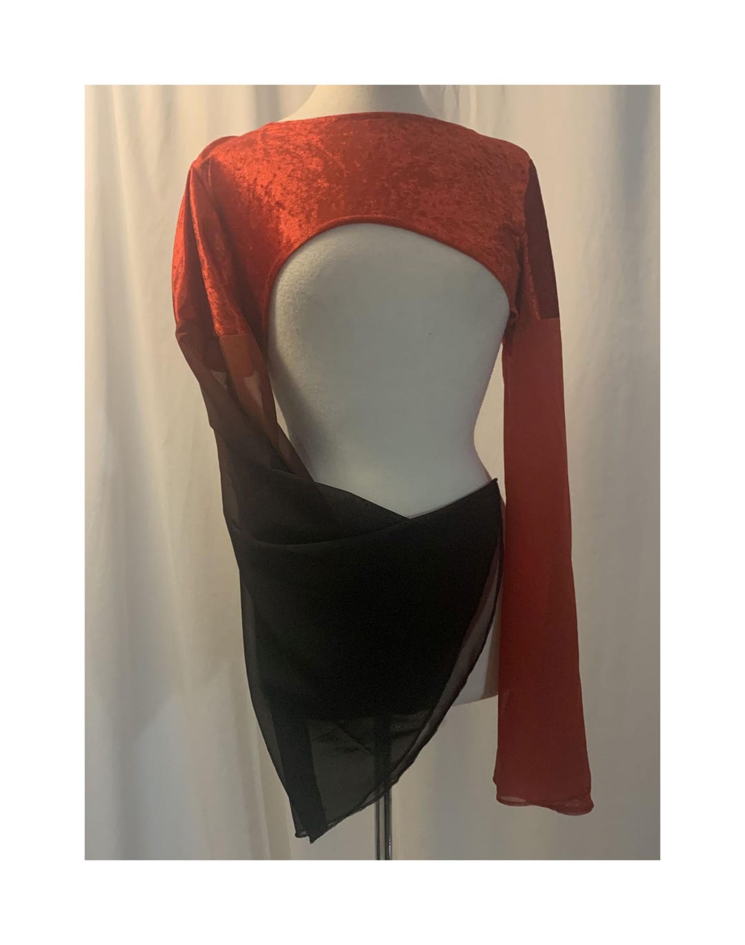 Goth Shrug Bolero Gothic Long Flared Bell Sleeves Velvet and Chiffon ...