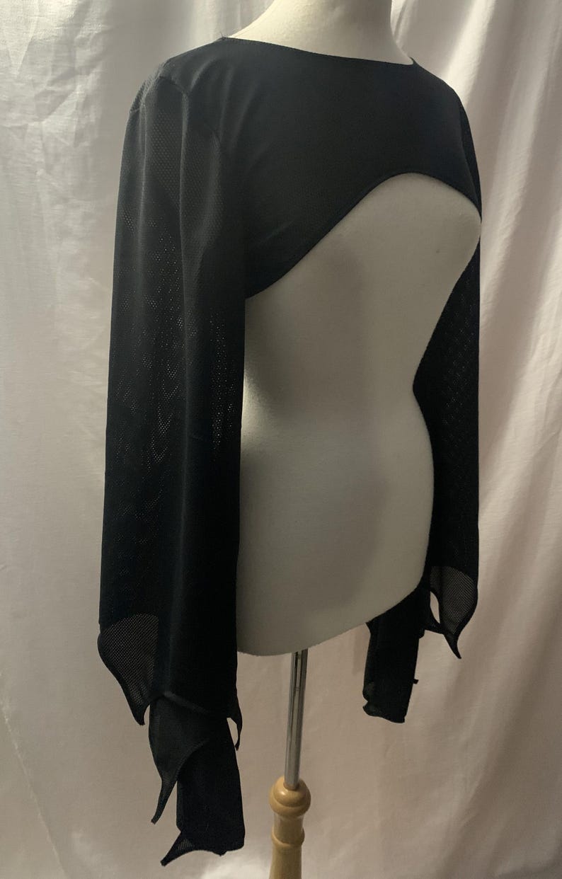 Goth Bat Shrug Black Bolero Huge Flared Scalloped Bell Sleeves ...