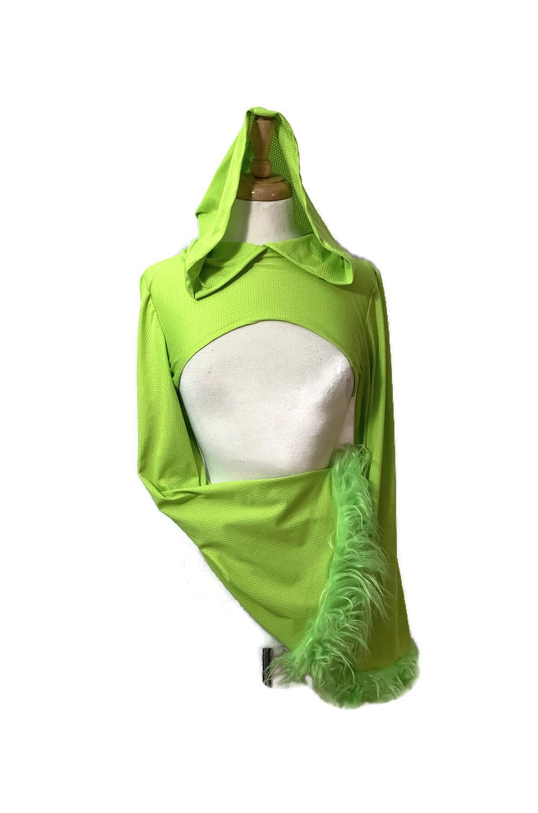 Rave Hooded Shrug Festival Wear Neon Green Goth Cyber Gothic Long ...