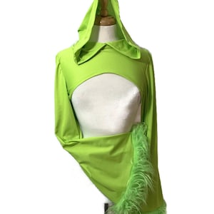 Rave Hooded Shrug Festival Wear Neon Green Goth Cyber Gothic Long ...