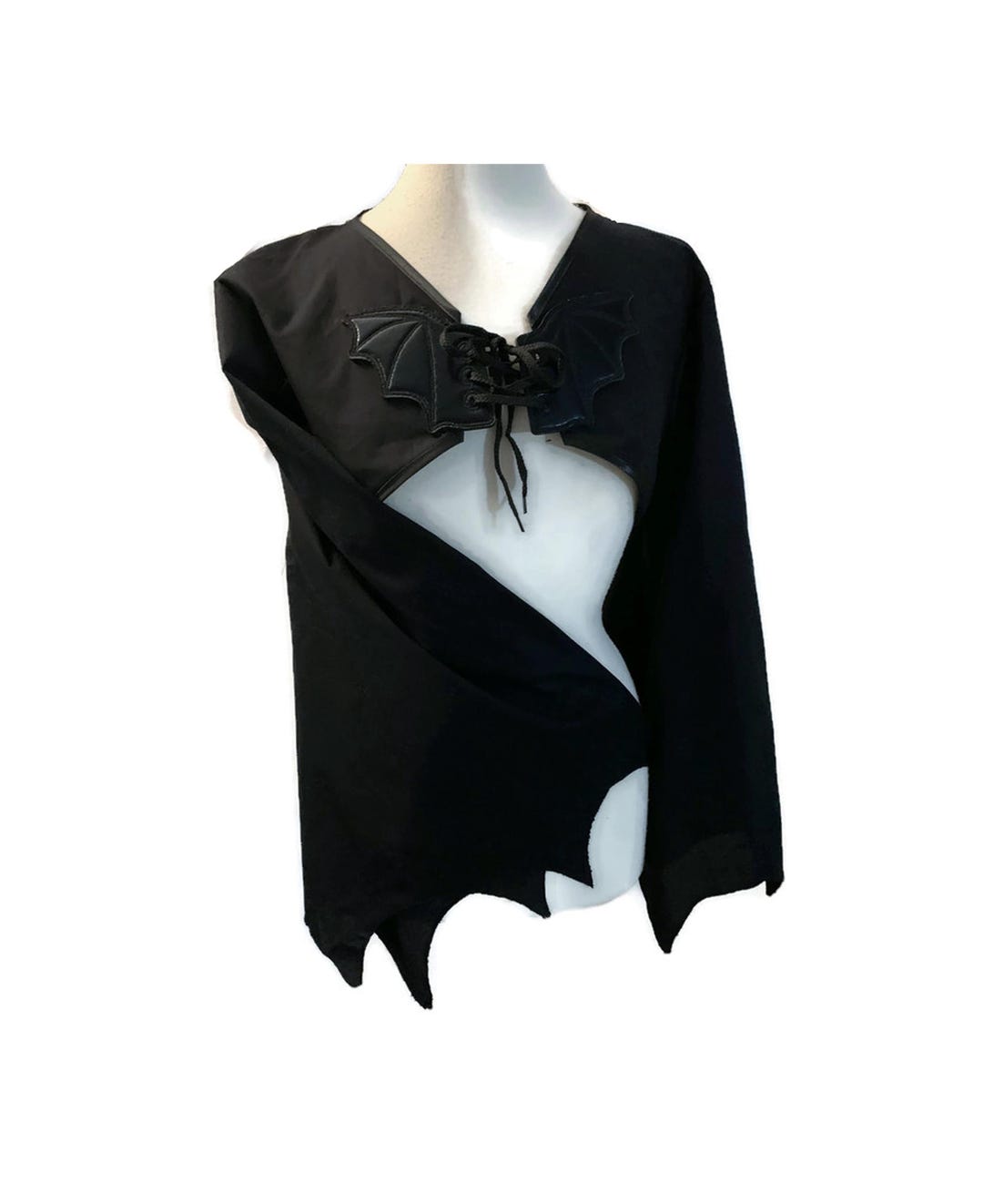 Goth Bat Shrug Gothic Bolero Extra Flared Bell Sleeves Corset Lace up ...