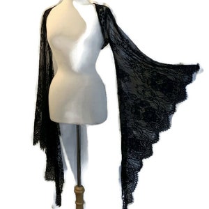 Goth Shrug Bolero Eyelash Lace Huge Flared Bell Sleeves Festival Wear ...