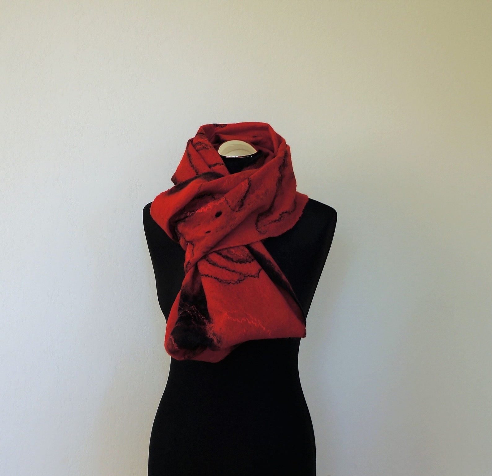 Handmade Scarf From Merino Wool, Felt Infinity Scarf for Women, Soft ...