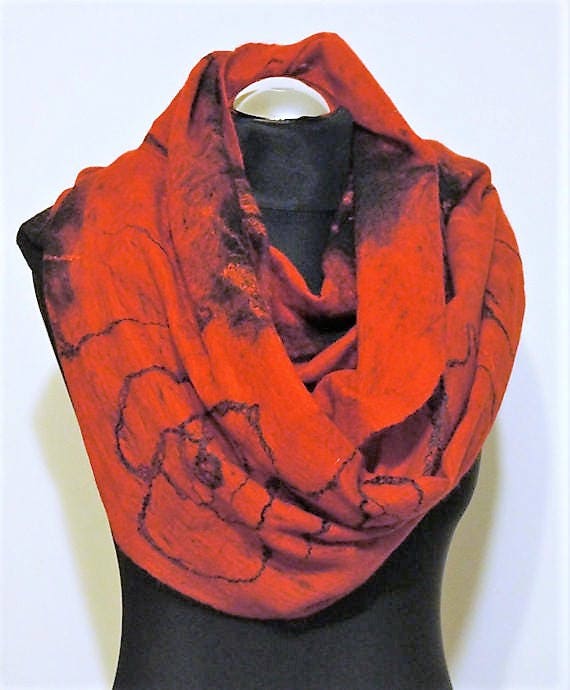 Handmade Scarf From Merino Wool Felt Infinity Scarf for - Etsy
