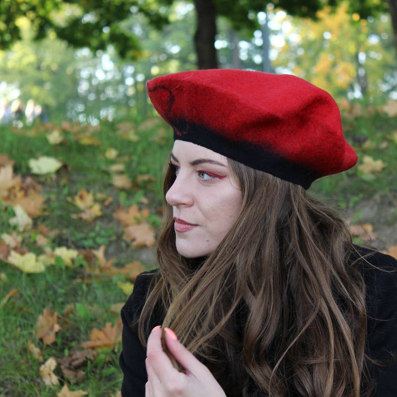 Red Felt Hat - Etsy