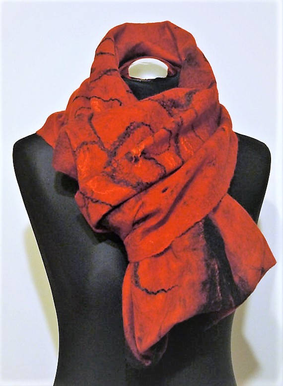 Handmade Scarf From Merino Wool, Felt Infinity Scarf for Women, Soft ...