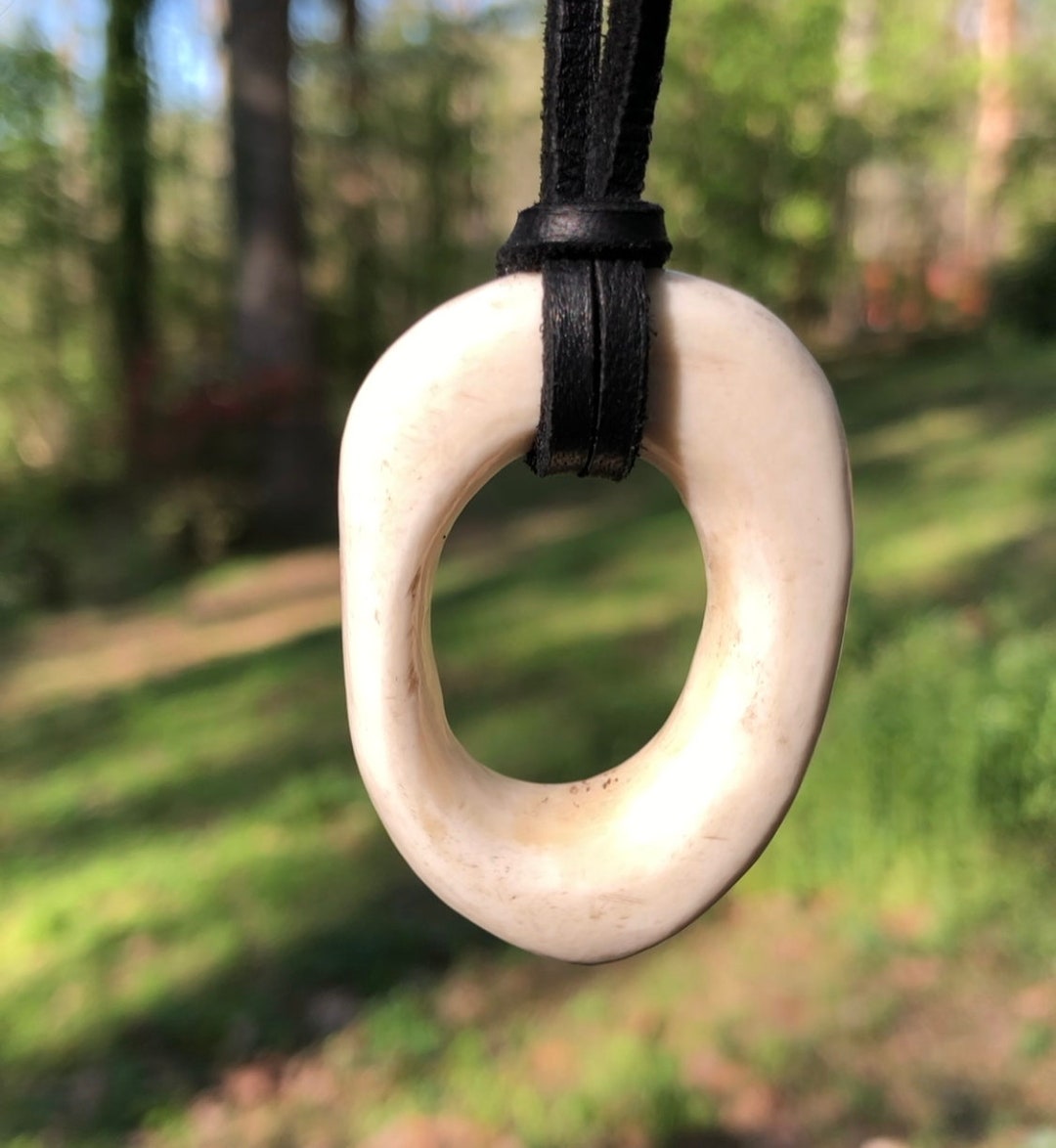Hand Carved Bone Pendant, With Adjustable Leather Necklace - Etsy