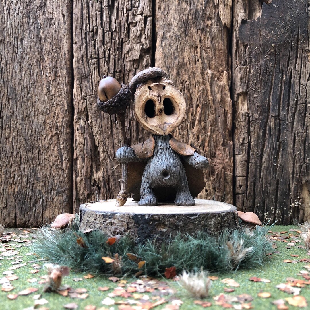 Acorn Knight Figurine, Polymer Clay & Walnut Shell Folk Art - Etsy