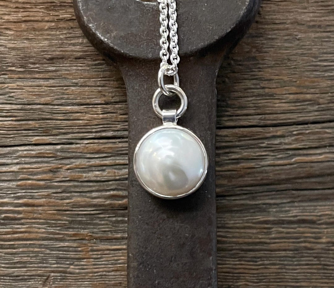 Pearl Pendant Sterling Silver, Coin Pearl Necklace, Layering Necklace ...