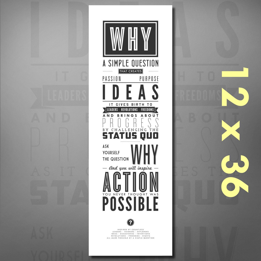 Ask Why: Inspirational Quote Print Poster. Motivational Wall Decor for ...