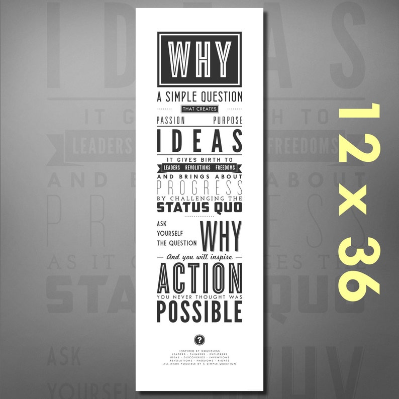 Ask Why: Inspirational Quote Print Poster. Motivational Wall Decor for ...