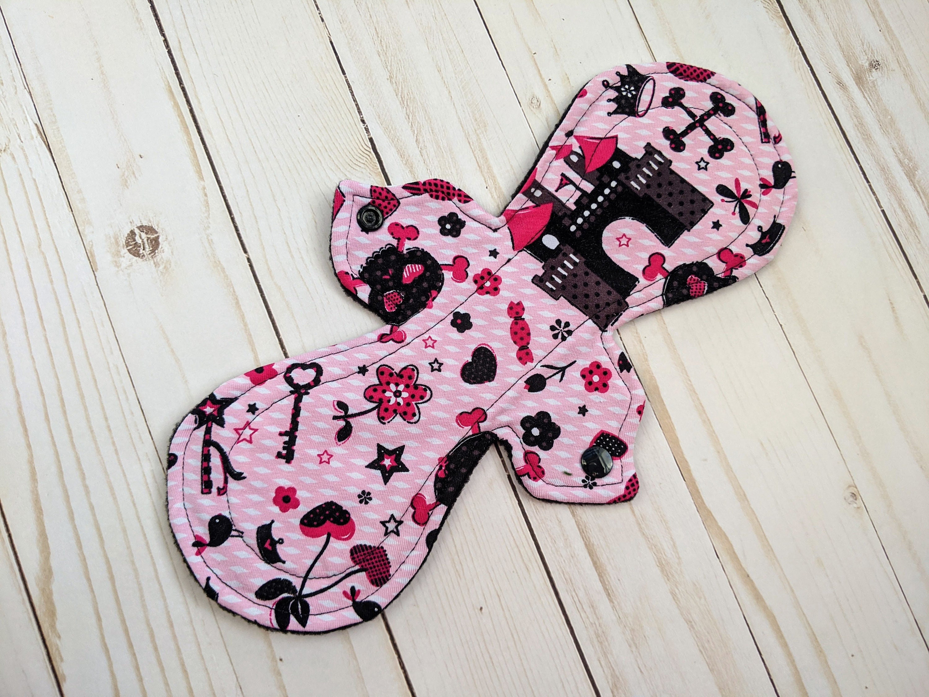 Pink Punk/black Reusable Menstrual Pad, Moderate and Liner Absorbency ...
