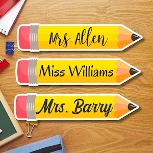 Personalized Teacher Name Sticker, Personalized Teacher Name Pencil ...