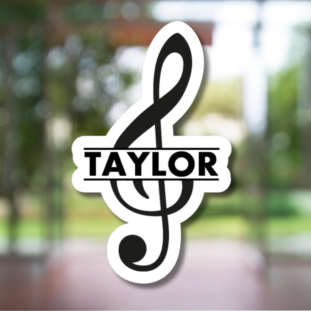 Treble Clef Music Note Personalized Sticker - Water Bottle, Binders ...