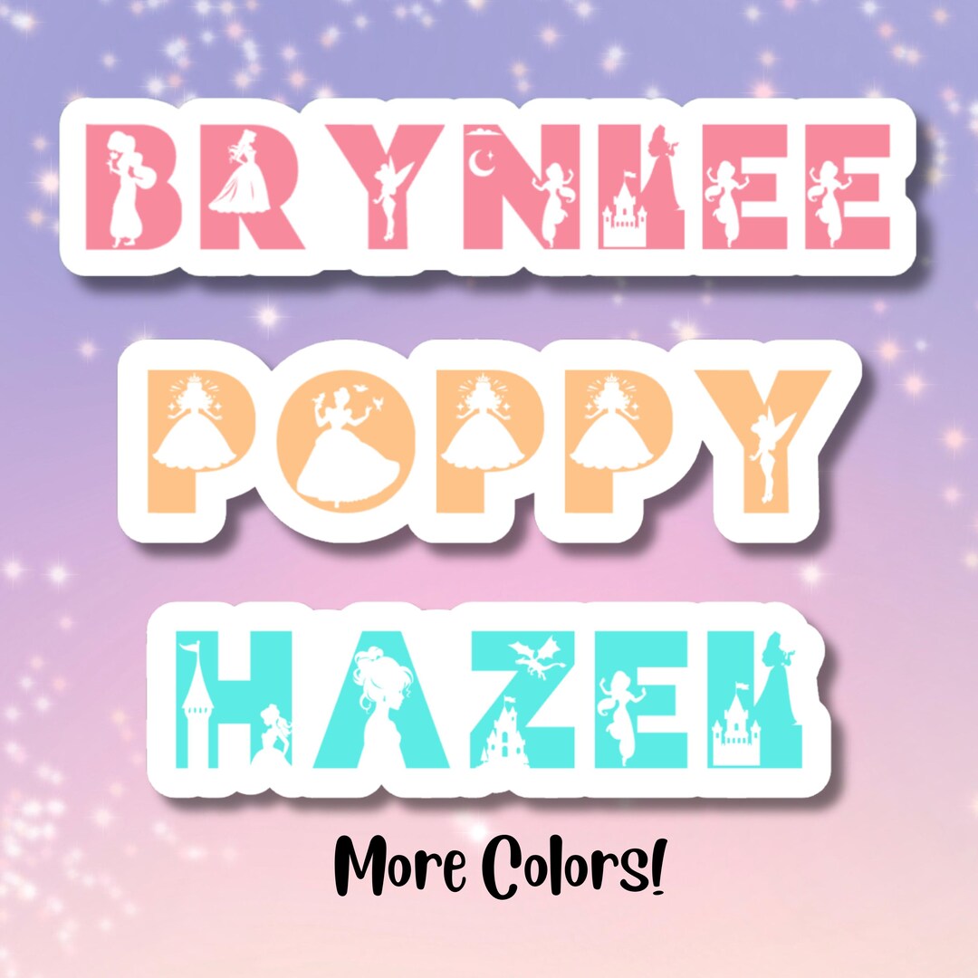 Princess Letters Personalized Name Stickers, Colorful Custom Princess ...