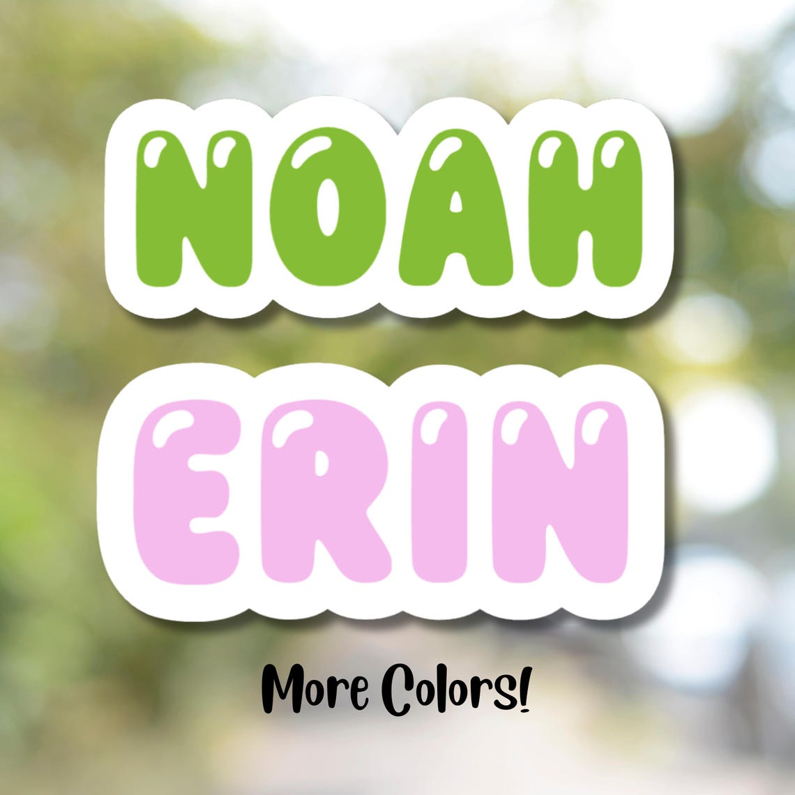 Personalized Bubble Letter Name Sticker - Custom Water Bottle, Laptop ...