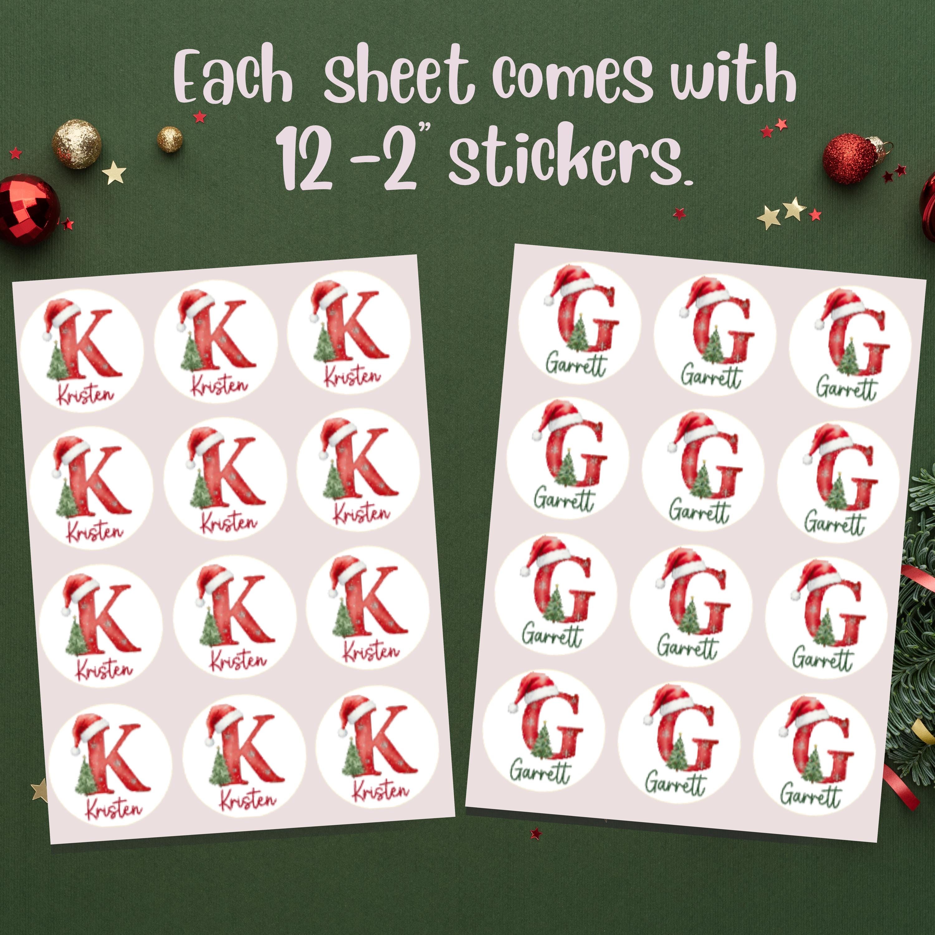 Sticker Sheet Holographic Christmas Monogram Name, Personalized Initial ...