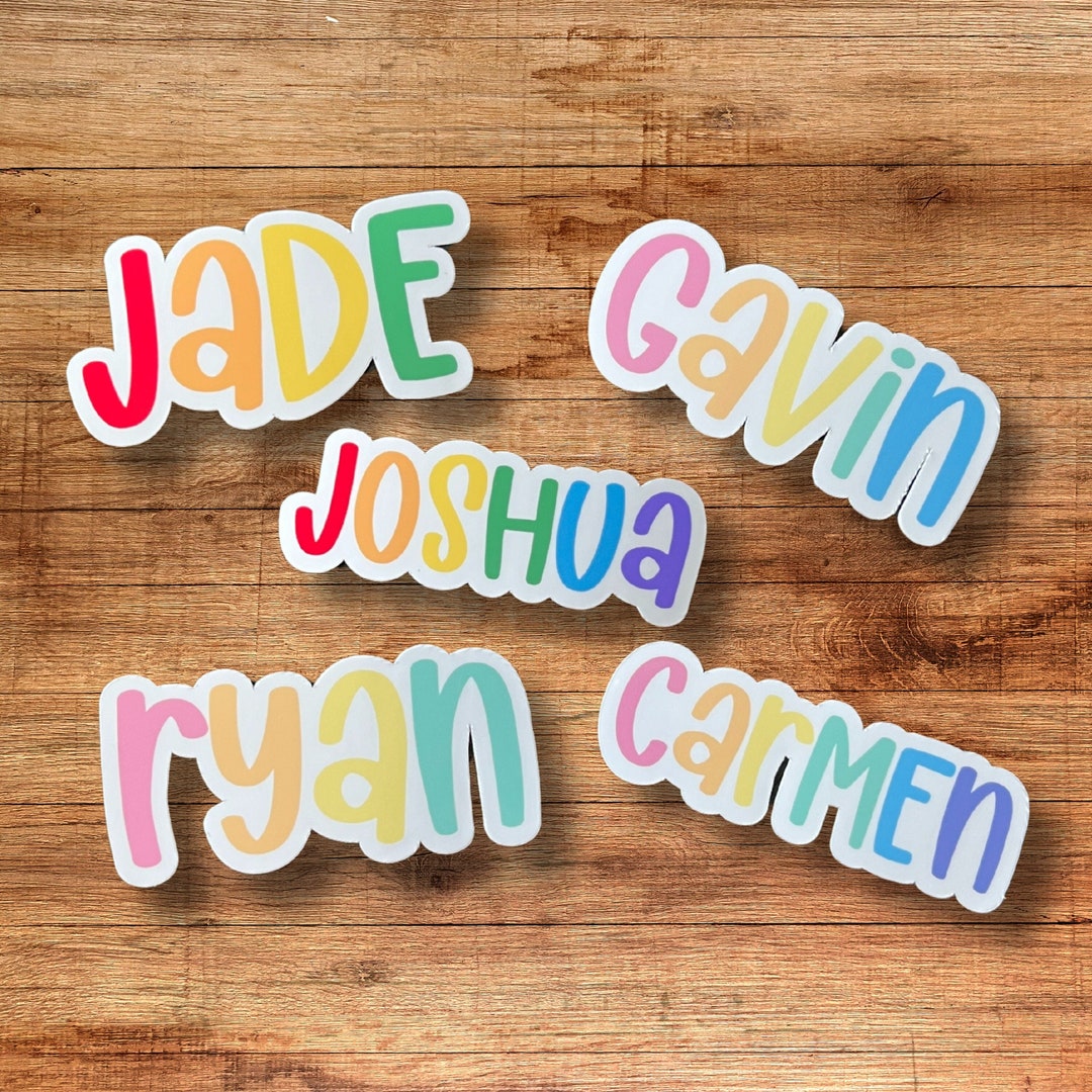 Rainbow Personalized Name Sticker, Custom Rainbow Name Sticker ...