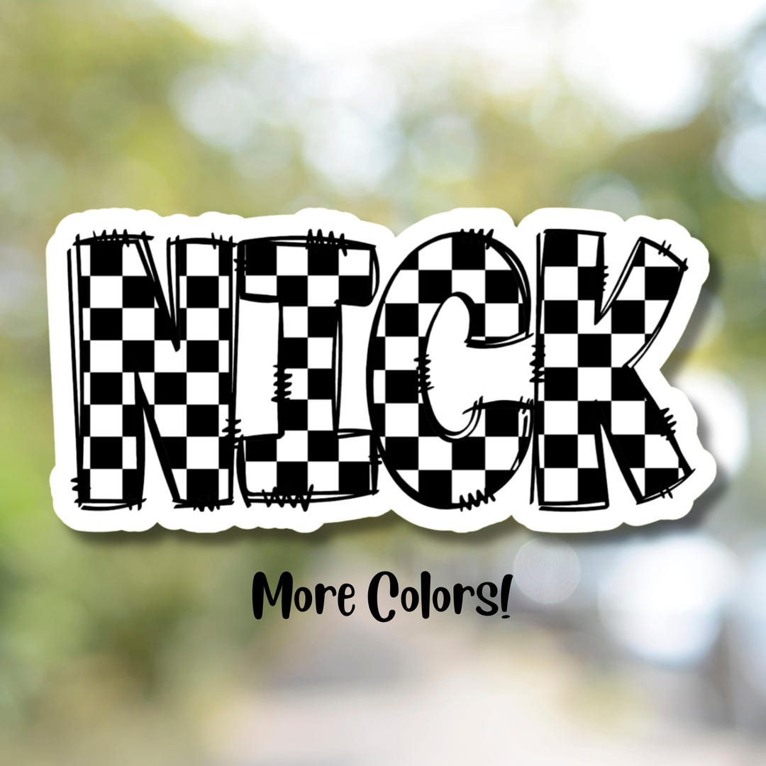 Checkered Name Stickers, Personalized Checkered Letters Sticker ...