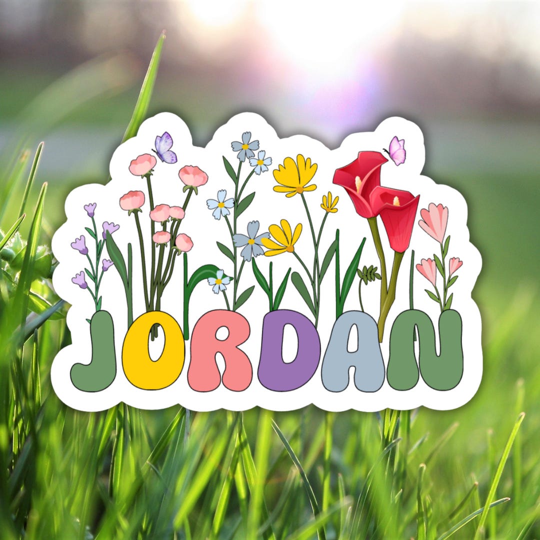 Retro Floral Personalized Name Stickers, Custom Colorful Flowers Decals ...