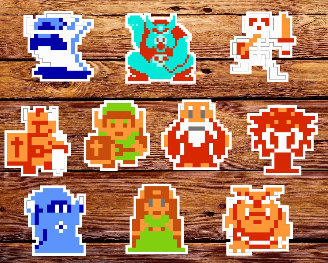 Zelda Retro 8 Bit NES Stickers, the Legend of Zelda Set of 10 Stickers ...