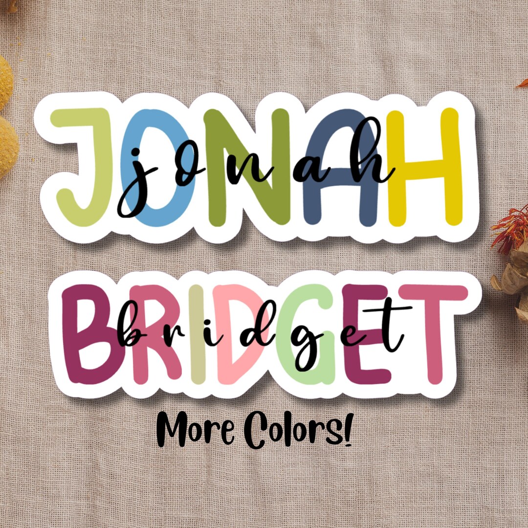 Colorful Layered Personalized Stickers, Two Layers Custom Name Sticker ...