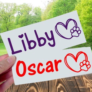 Dog Name With Paw Print Vinyl Decal, Personalized Dog Name Decal ...