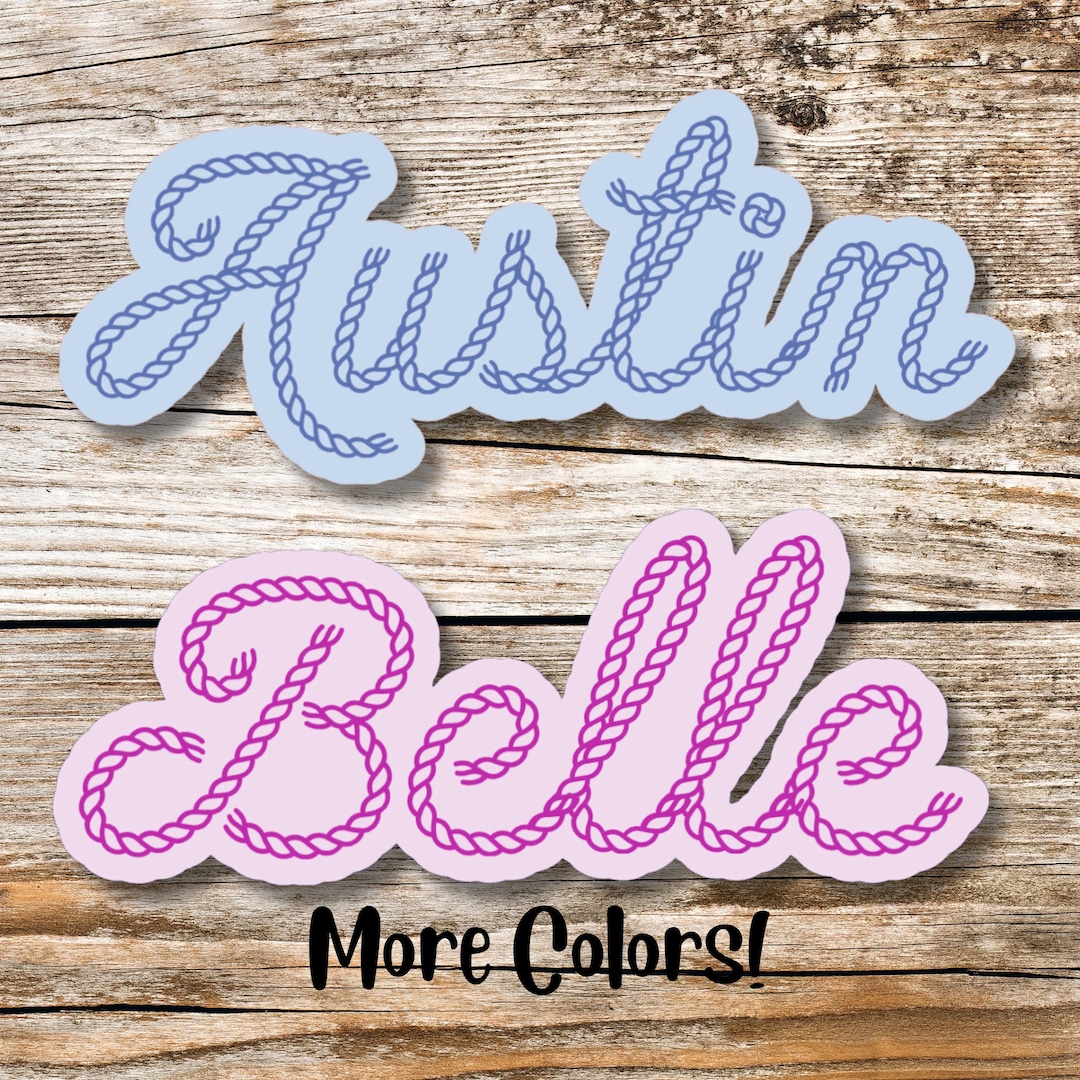 Personalized Rope Name Sticker, Western Cowboy Cowgirl Style, Water ...