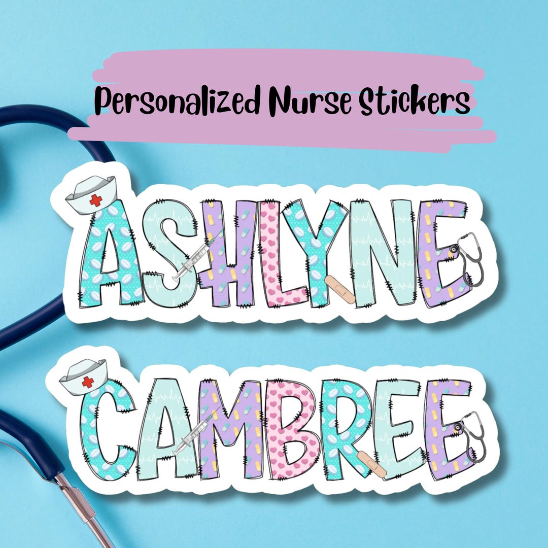Personalized Nurse Name Sticker, Nursing Gift - Desk, Badge, Water ...