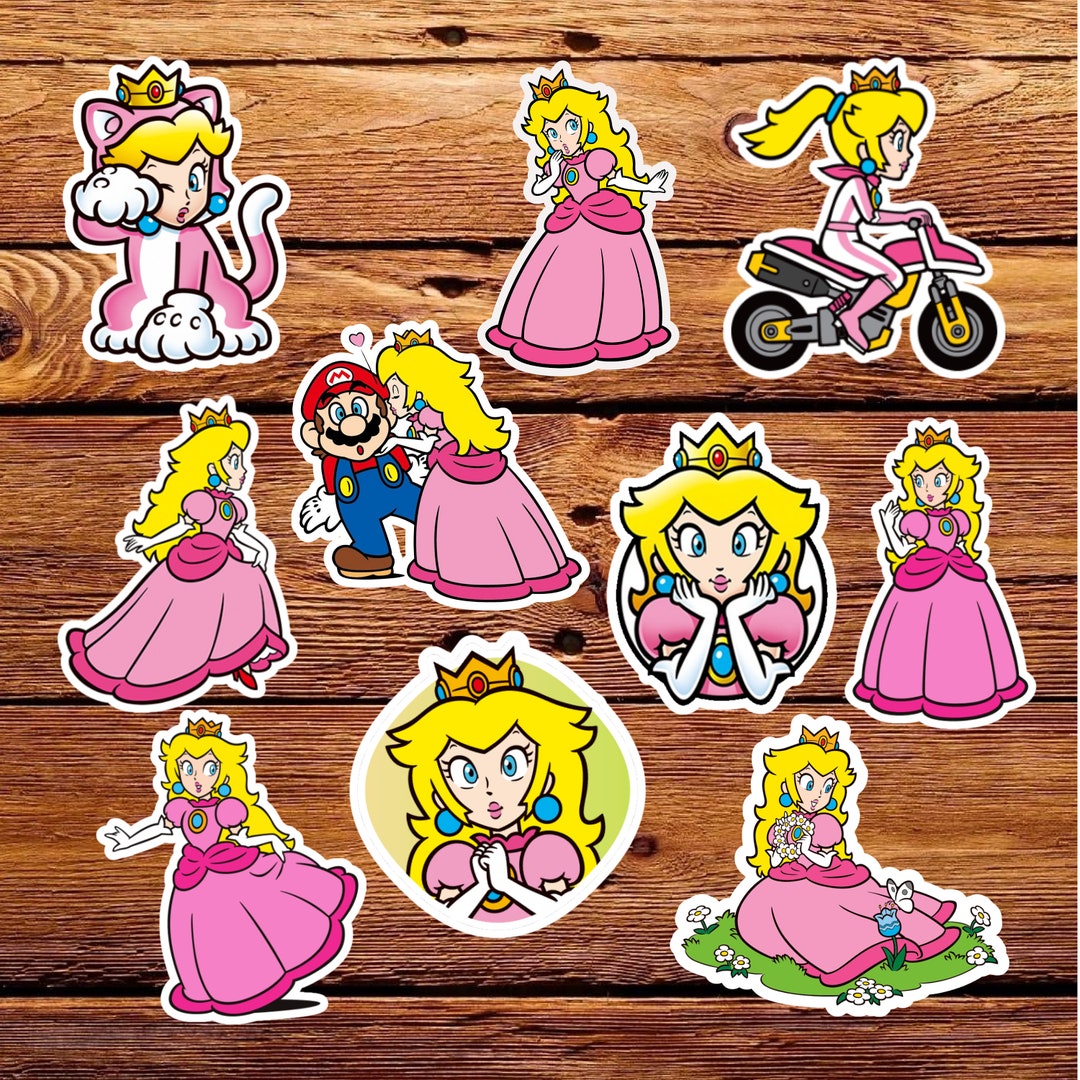 Princess Peach Set of 10 Stickers, Princess Peach Vinyl Stickers - Etsy
