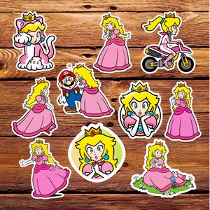 Princess Peach Set of 10 Stickers, Princess Peach Vinyl Stickers - Etsy