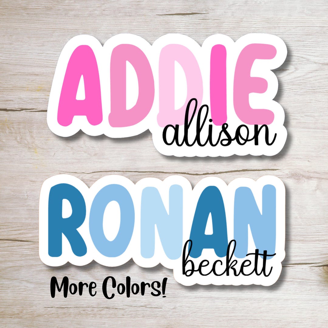 Full Name Multi Color Personalized Stickers, Personalized Vinyl Sticker ...