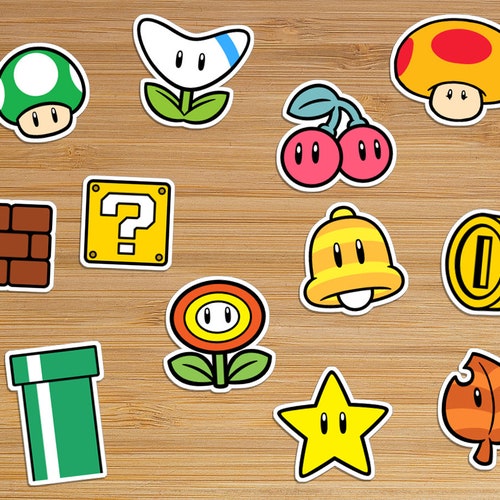 Set of 12 Super Mario Sticker Pack Power Ups Vinyl Stickers - Etsy UK