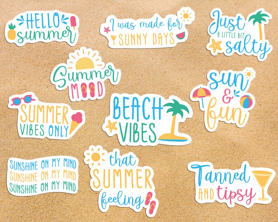 Summer and Beach Handmade Sticker Bundle Pack Vinyl Stickers - Etsy