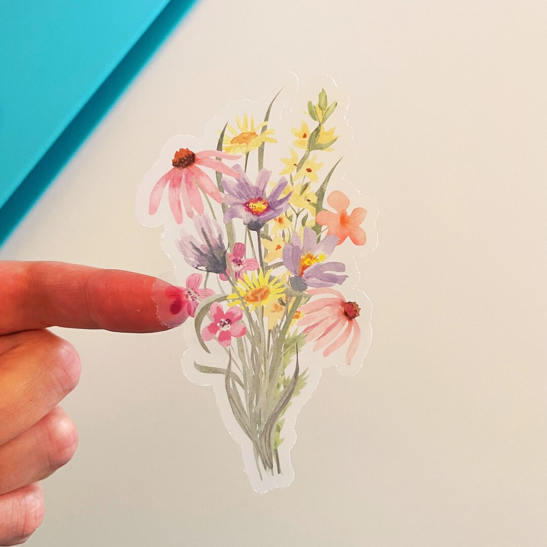 Transparent Wildflower Bunch Sticker, Clear Wildflowers Stickers ...