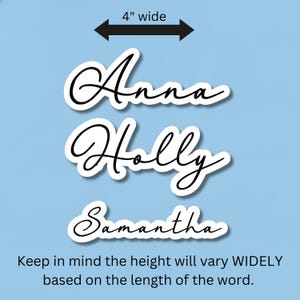 Personalized Cursive Name Sticker, Black and White Decal - Water Bottle ...