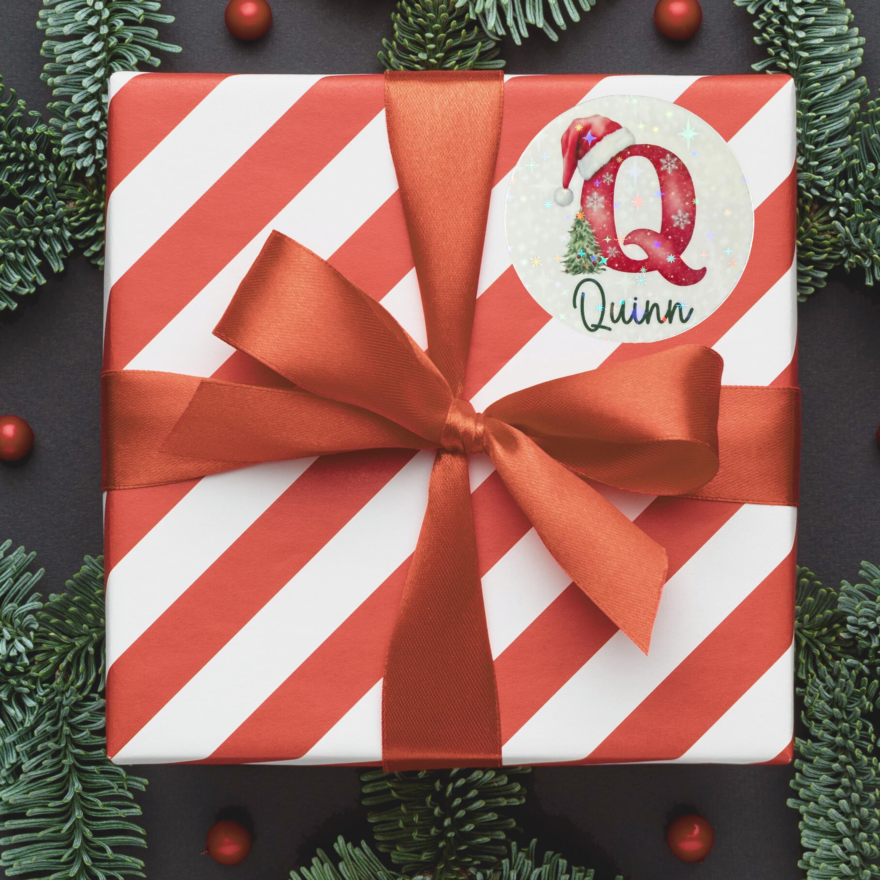 Sticker Sheet Holographic Christmas Monogram Name, Personalized Initial ...