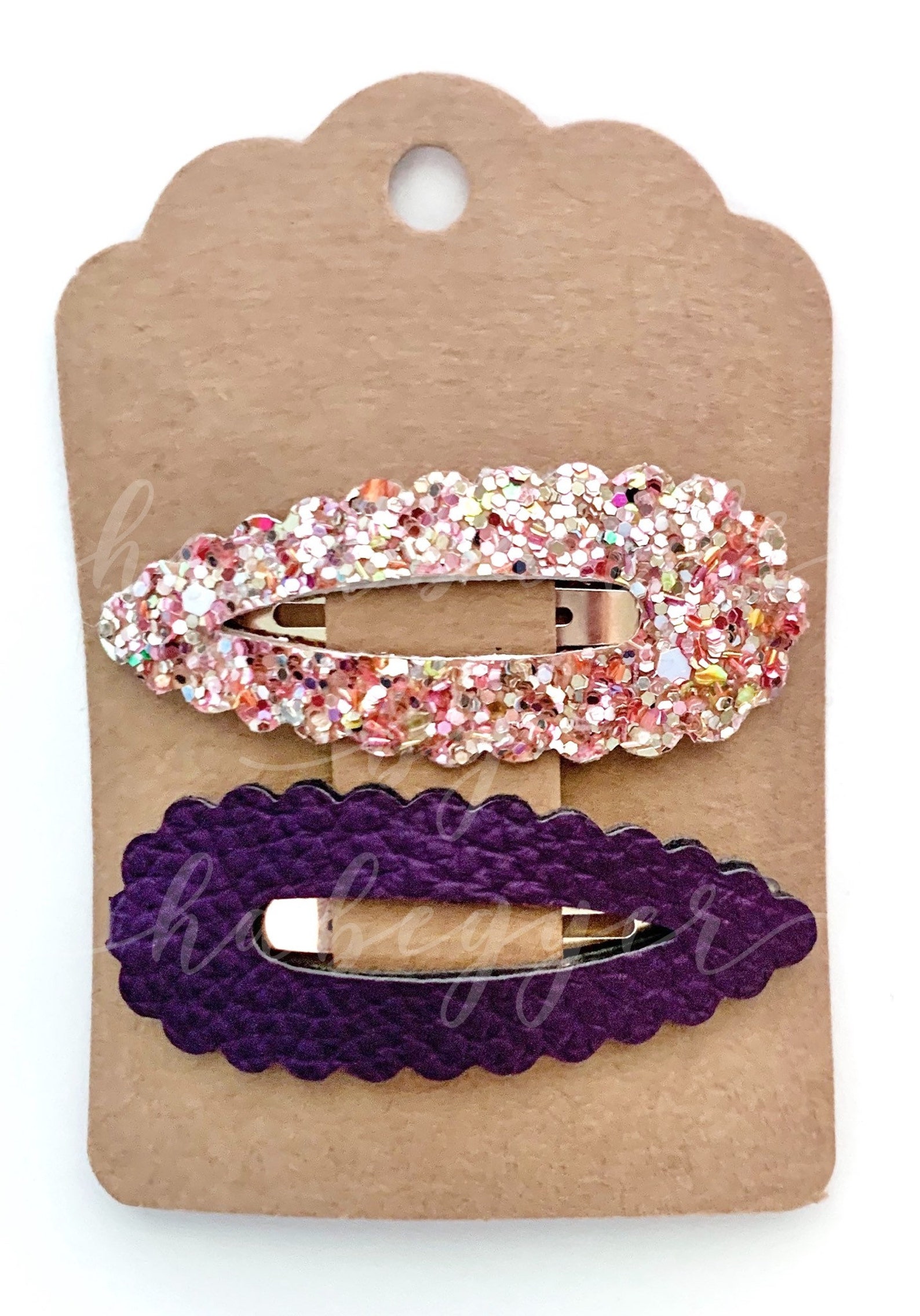 Set of TWO Plum and Rose Gold Glitter Snap Clips Purple Girls - Etsy