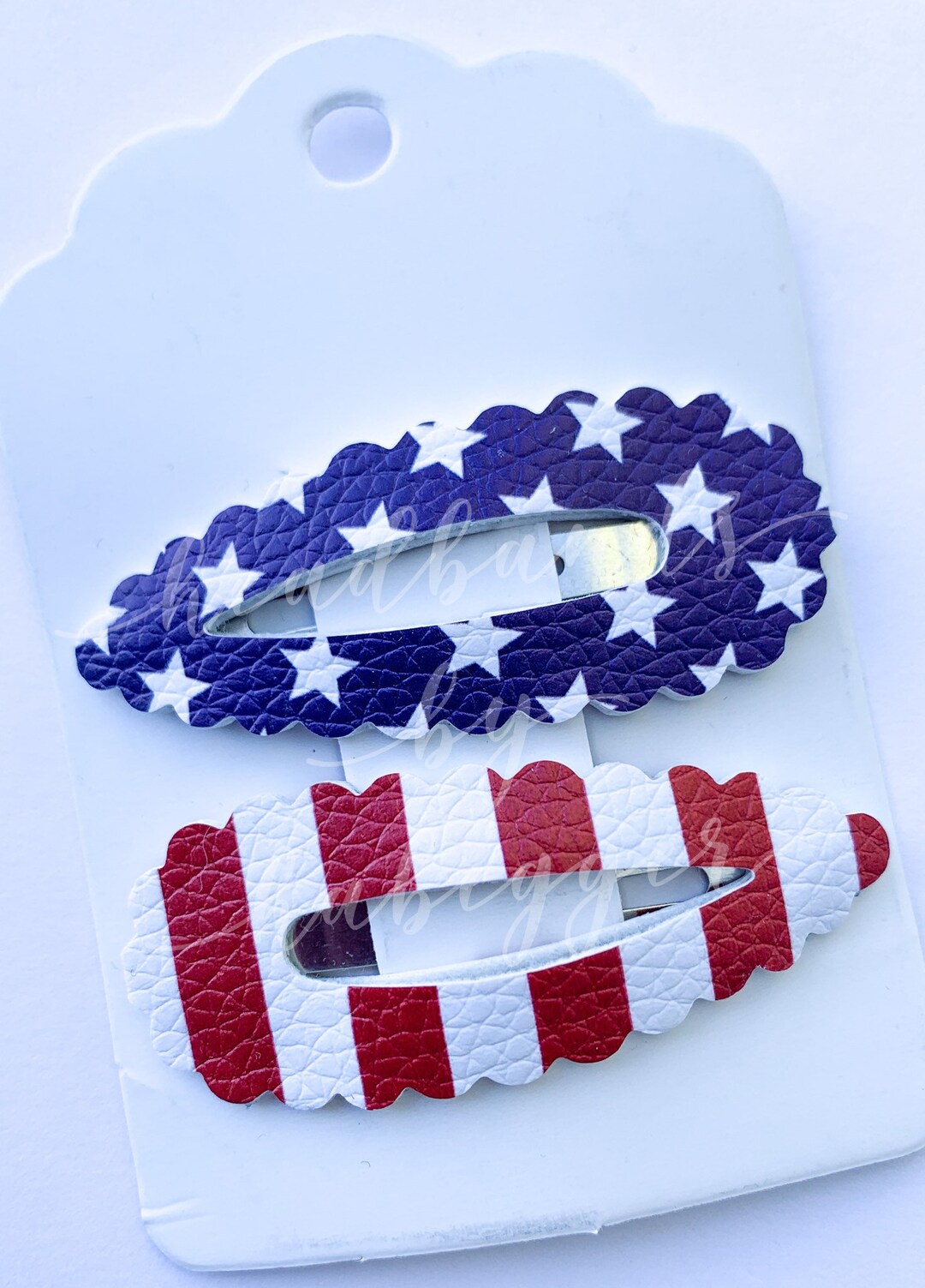 Set of TWO Stars and Stripes Fourth of July Snap Clips, Red Girls Hair ...
