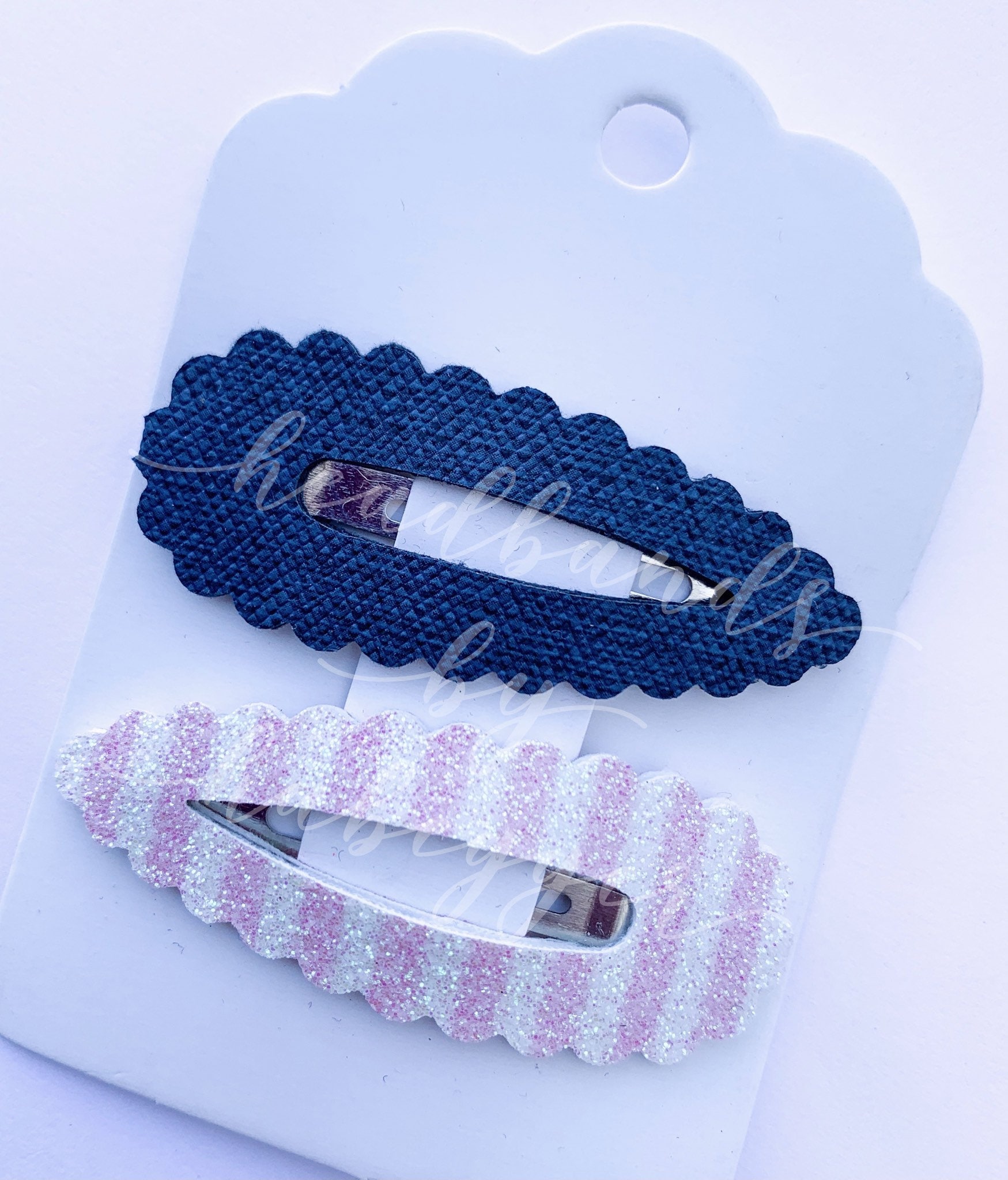 Conjunto de dos clips de jeans y rayas rosas clips de pelo de | Etsy