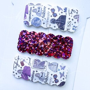 Set of THREE Pink and Purple Glitter Taylor Snap Clips, Hot Pink Snap ...